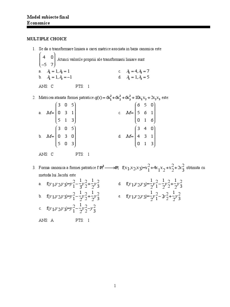 Model Subiecte Final | PDF