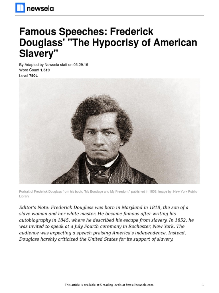 Famous Speeches - Frederick Douglass 22the Hypocrisy of American ...