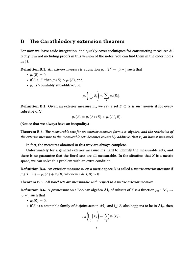 B Measure Theory | PDF | Measure (Mathematics) | Measure Theory