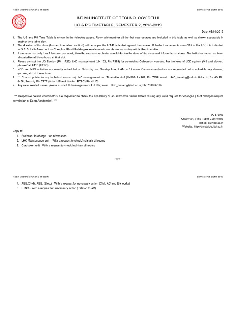 Room Allotment Chart | Download Free PDF | Academia