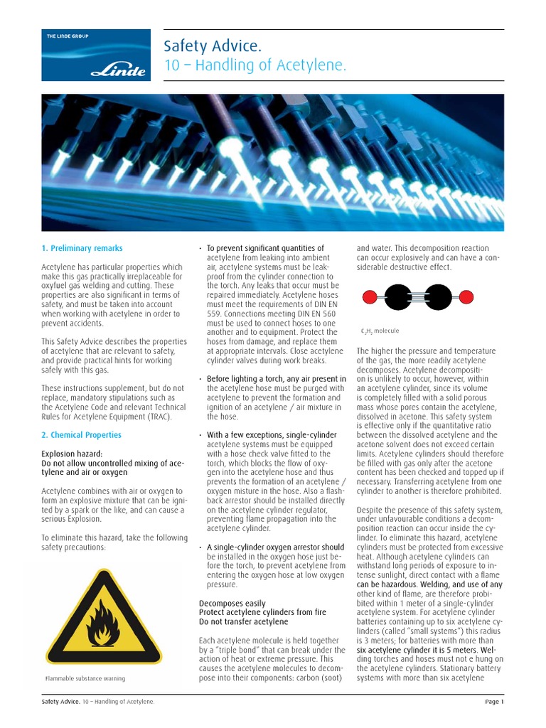 Handling of Acetylene | PDF | Oxygen | Chemical Process Engineering
