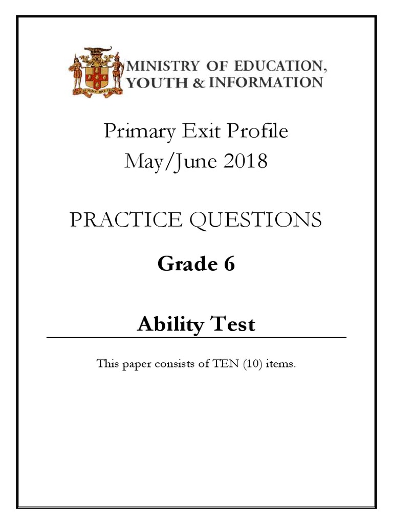 Analyzing Student Performance on the Primary Exit Profile Ability Test ...
