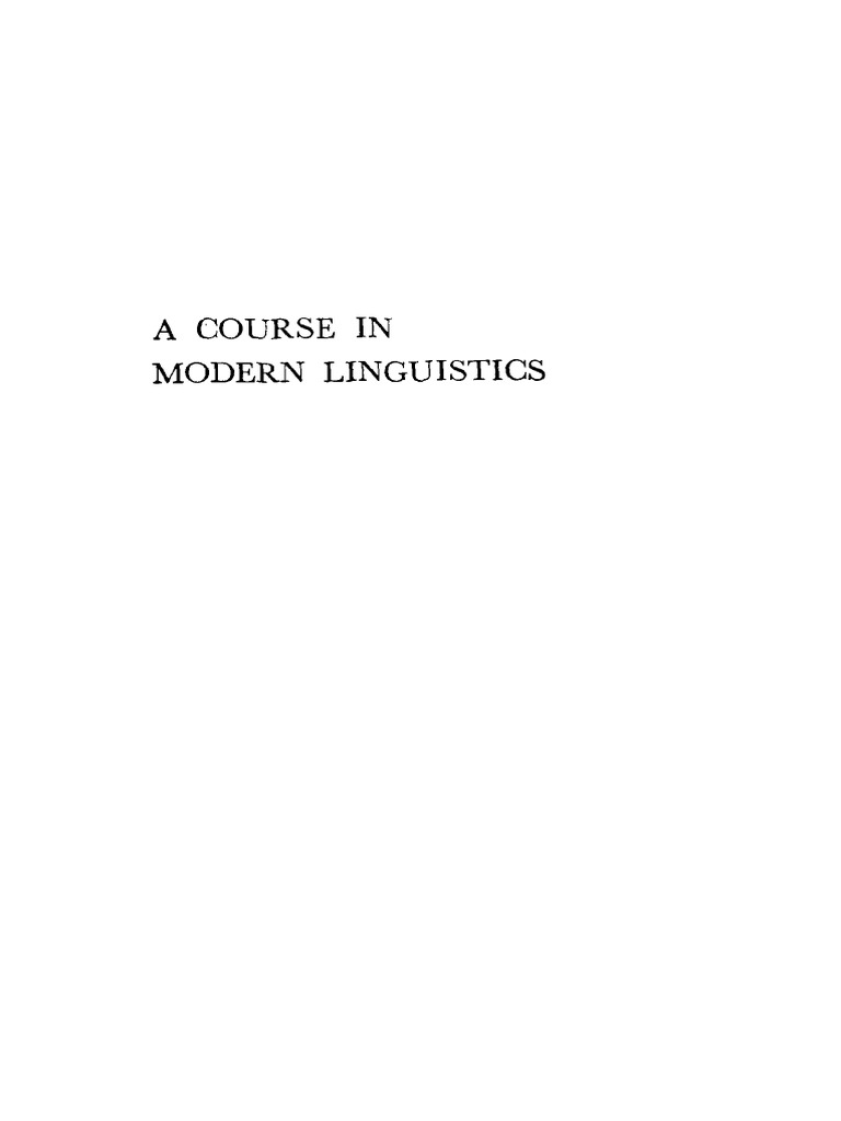 A Course in Modern Linguistics | PDF | English Language | Phonology