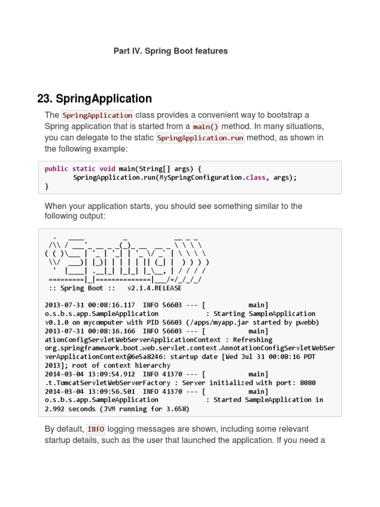 Spring Boot Features Iv Pdf Command Line Interface Constructor Object Oriented Programming 1301