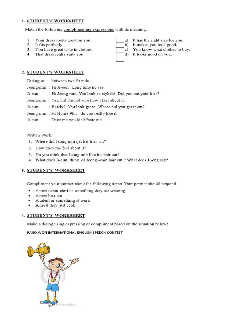 Complimenting Expressions Worksheet | PDF | Career & Growth | Self ...