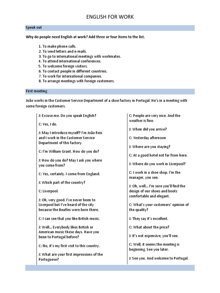 English For Work | PDF