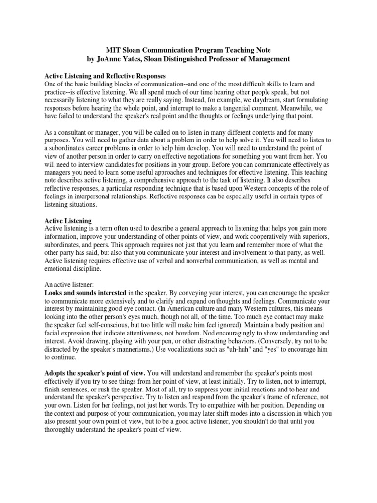 MIT21W 732F10 Listening | PDF | Feeling | Communication