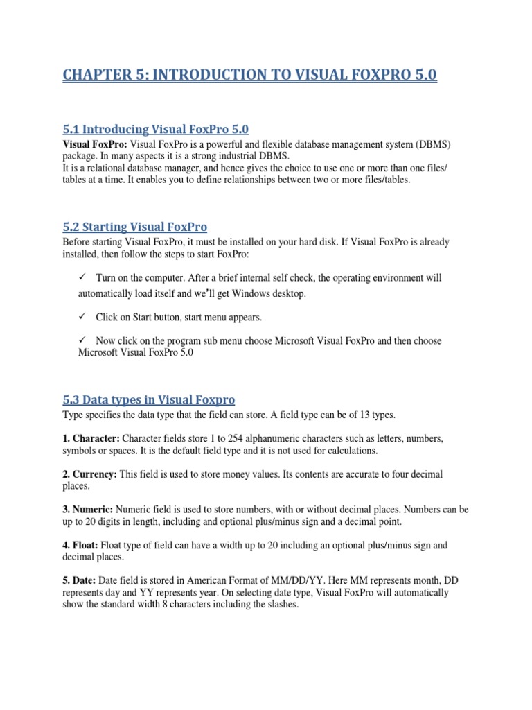 Chapter 5: Introduction To Visual Foxpro 5.0 | PDF | Button (Computing) | Dialog Box