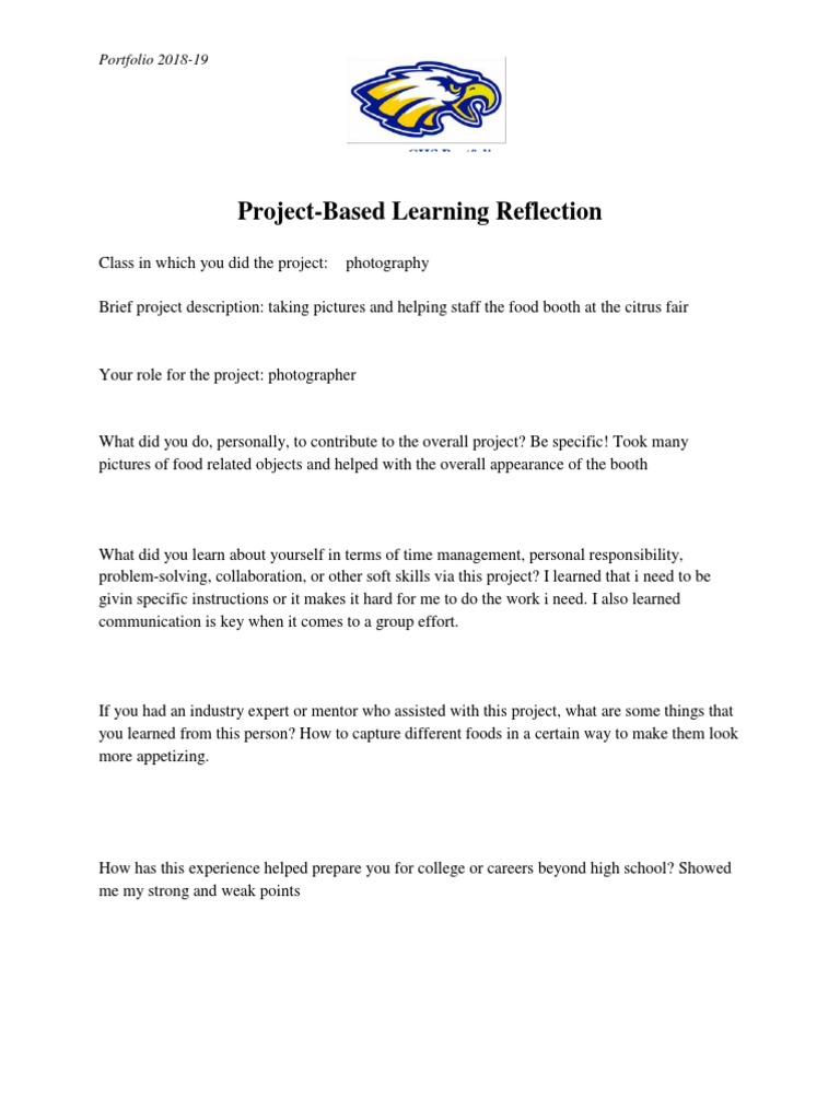 PBL Reflection | PDF