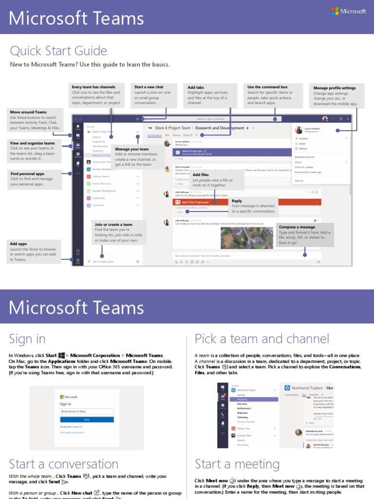 Quick Start Guide New To Microsoft Teams Use This Guide To Learn The Basics Pdf Mobile App