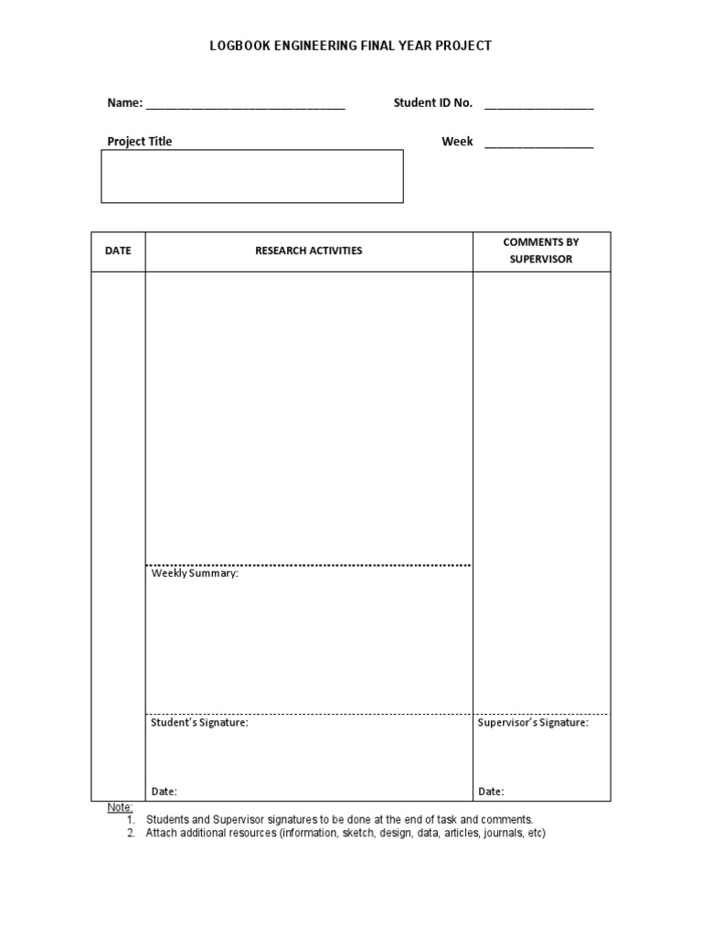 Logbook Engineering Final Year Project | PDF | Art
