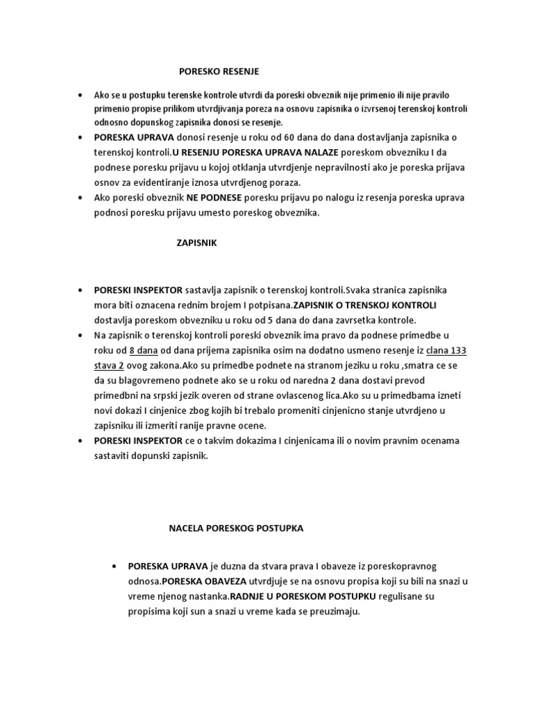 Poresko Resenje | PDF