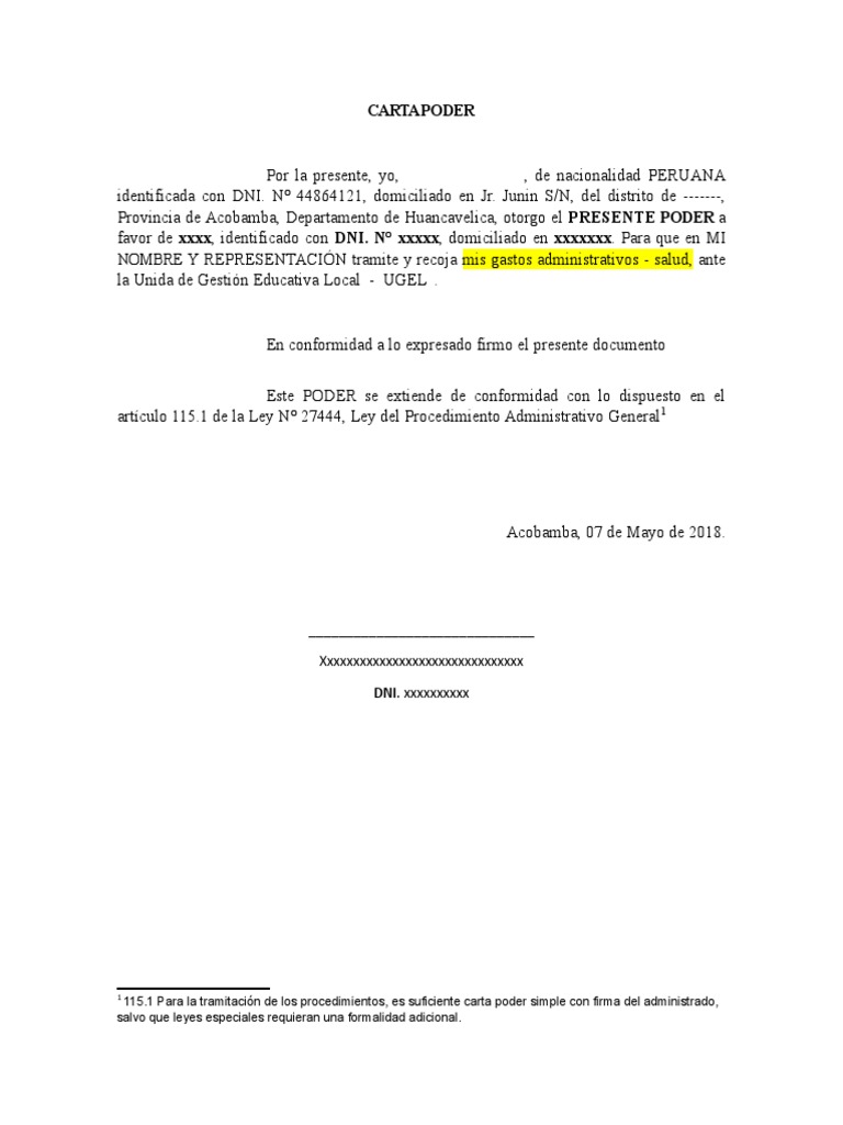 Carta Poder Simple | PDF