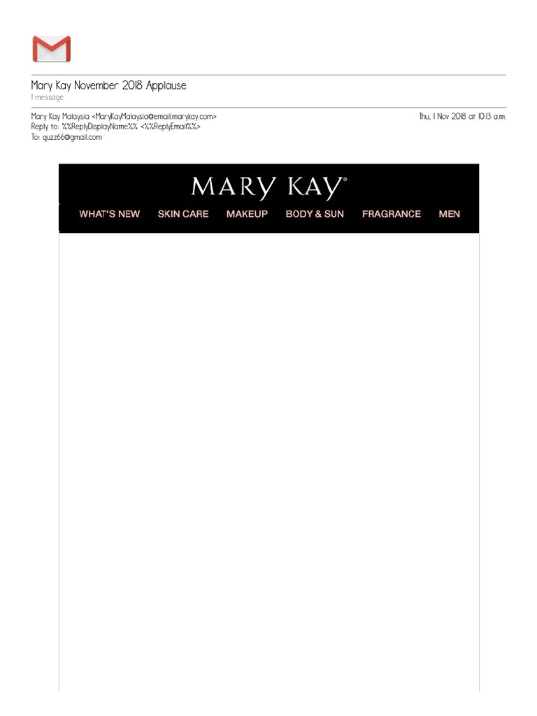 Mary Kay November 2018 Applause: 1 Message | PDF