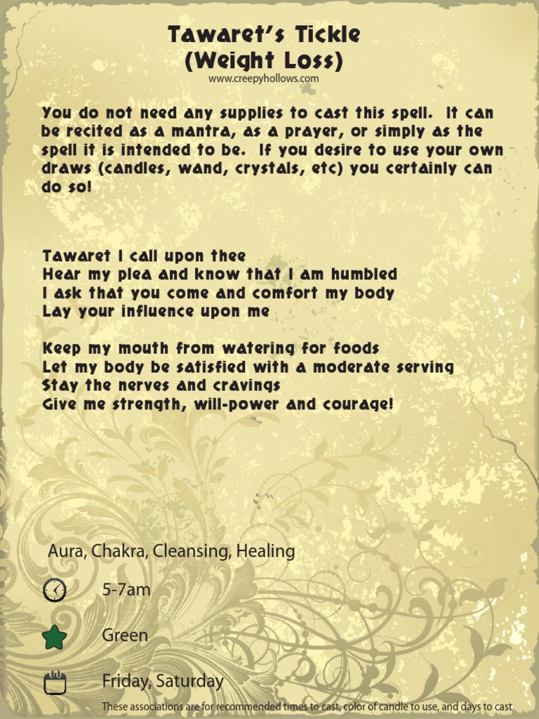 Tawaret Spell For Weight Loss | PDF