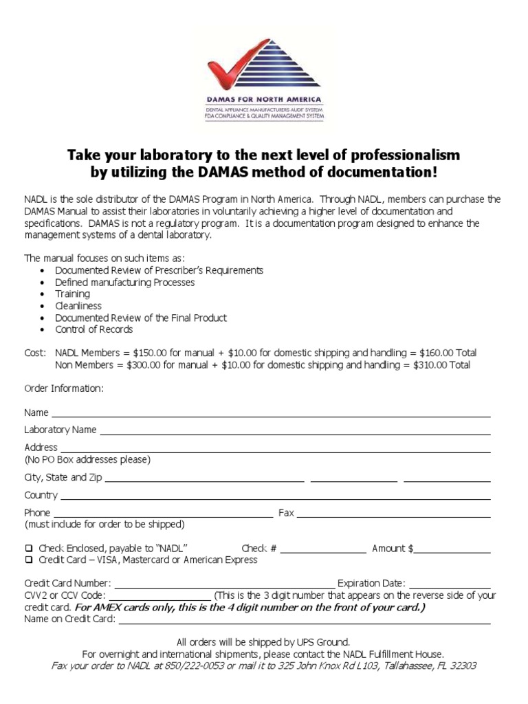 Damas Order Form | PDF