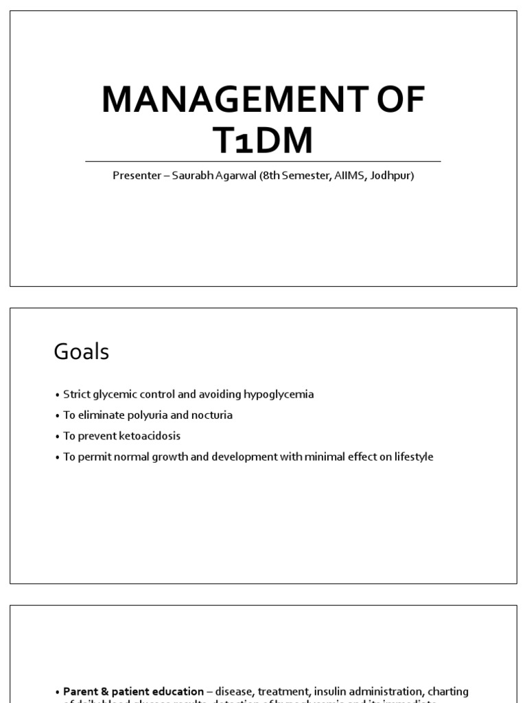 Management of T1DM | Download Free PDF | Hypoglycemia | Diabetes Management