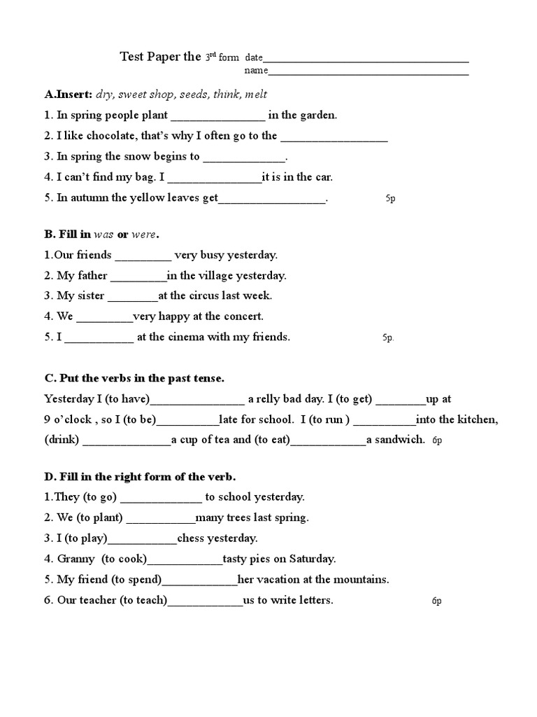 Unit 6, Lesson 8, Test Paper | PDF | Onomastics | Grammar