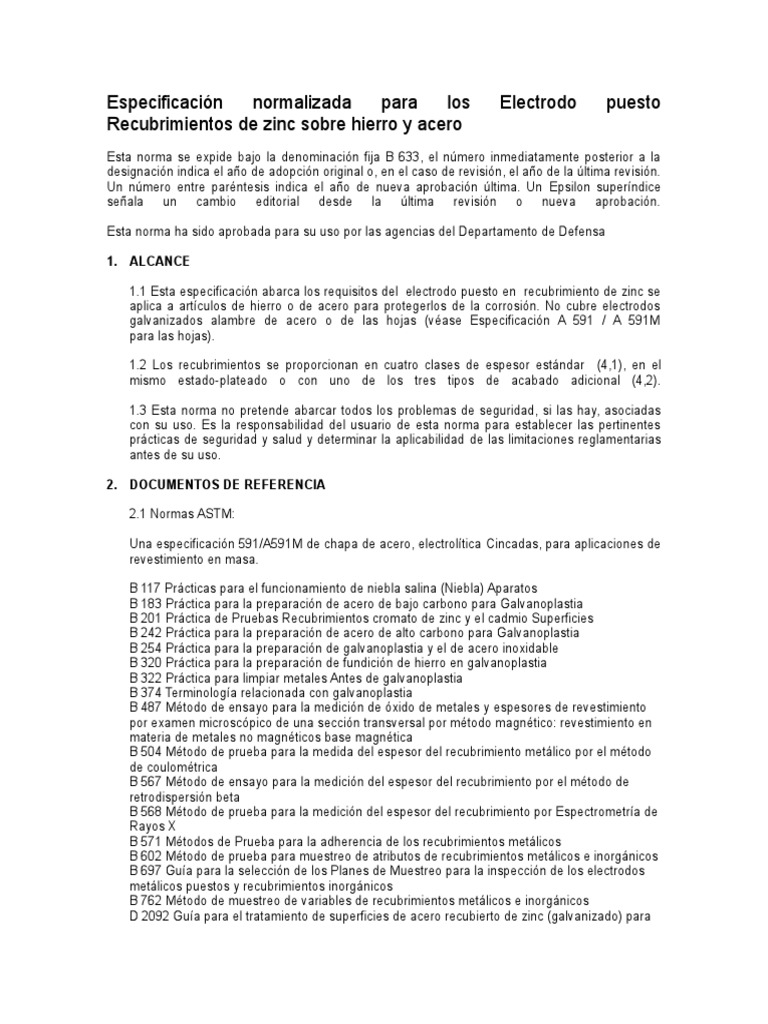 Astm B 633-98 Esp | PDF | Revestimiento | Zinc