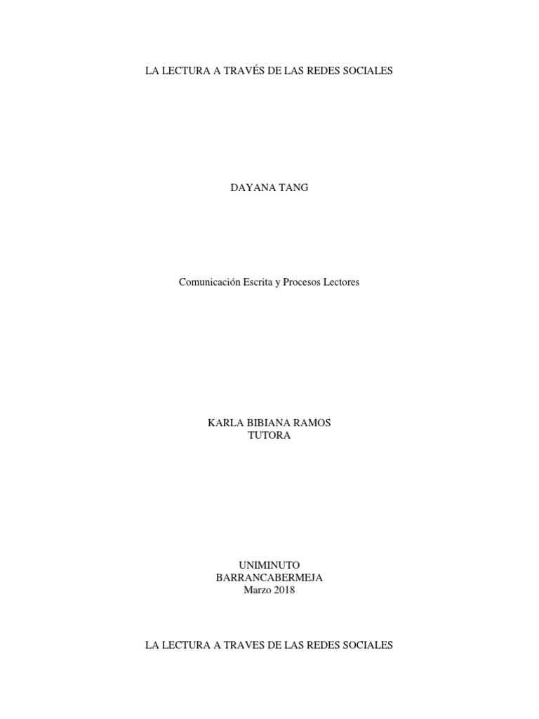 La Lectura A Través de Las Redes Sociales | PDF | Servicio de redes ...
