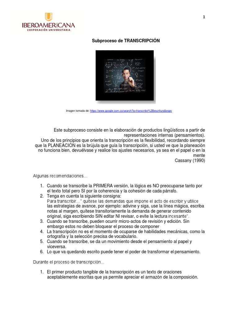 El Subproceso de TRANSCRIPCI N | PDF | Memoria | Escritura