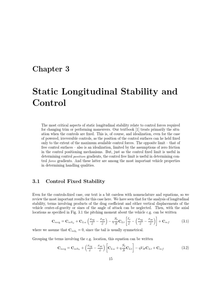 Static Longitudinal Stability (Chapter 3) PDF PDF | PDF | Flight ...