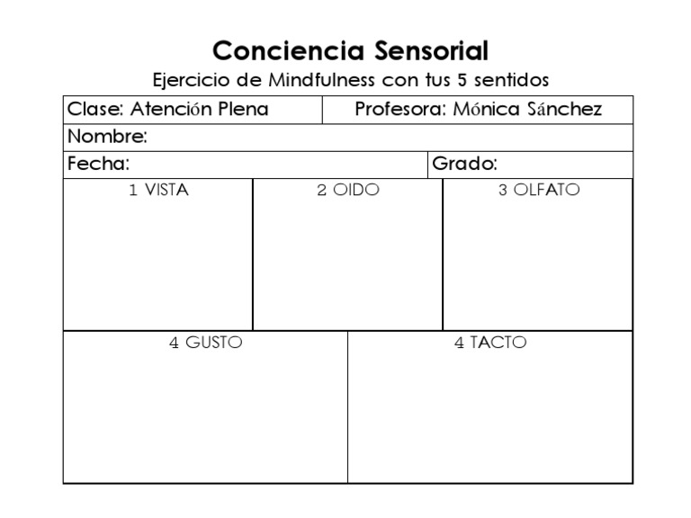 Formato Consciencia Sensorial Mindfulness PDF | PDF