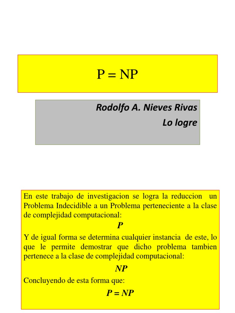 Algoritmo P NP | PDF | Teoría de la complejidad computacional ...