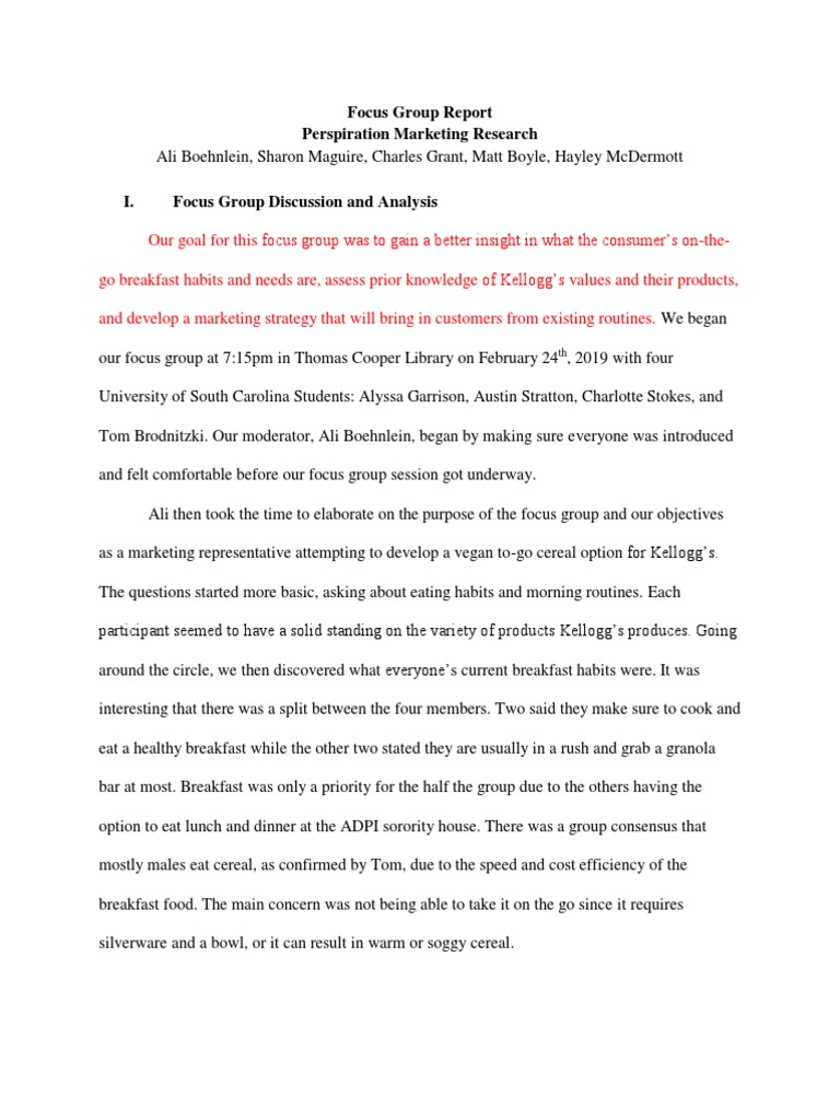 Focus Group Report - Final | PDF | Focus Group | Veganism