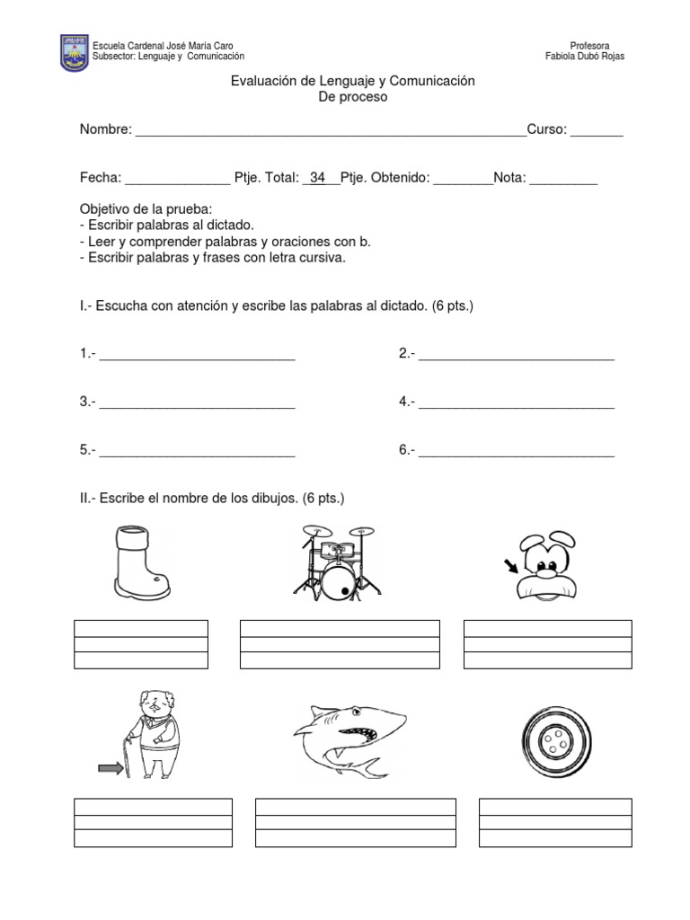 Prueba de Lenguaje Letra B