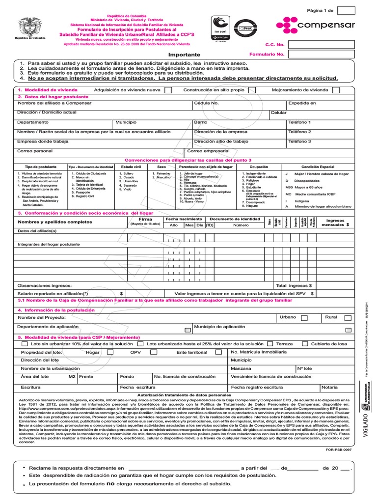 Formulario Compensar | PDF | Gobierno | Business