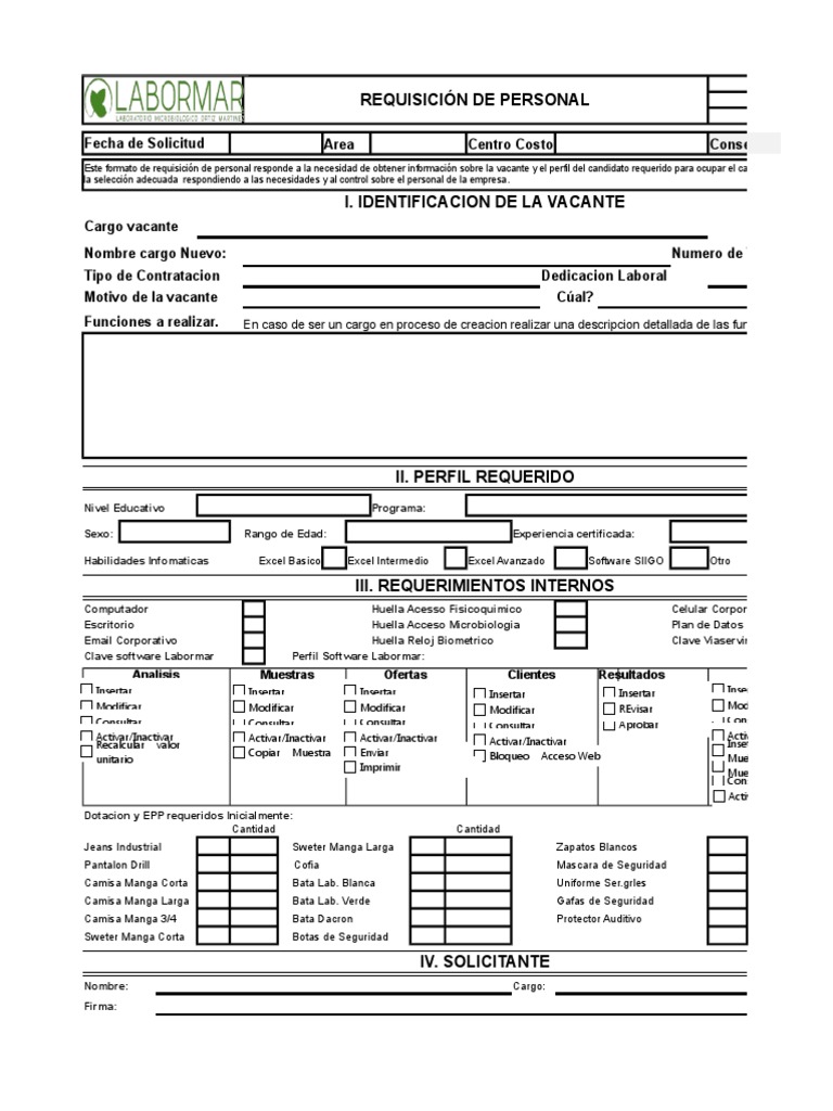 FRH01-04 Requisicion de Personal | PDF | Software | Tecnología digital
