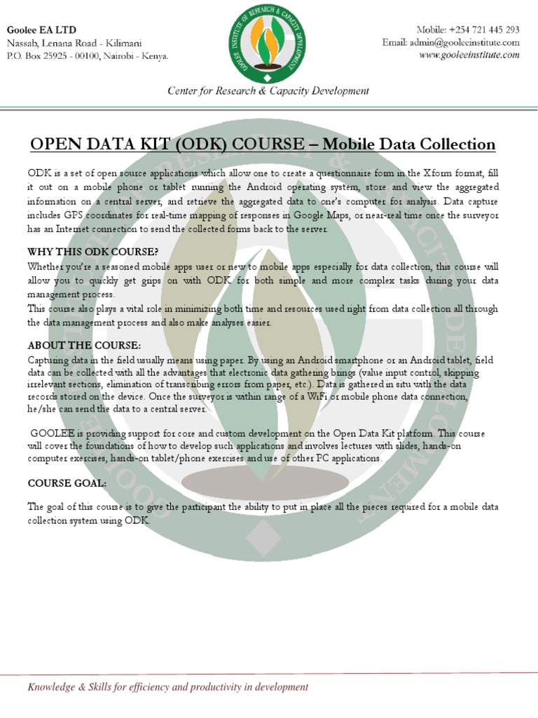 OPEN DATA KIT (ODK) COURSE - Mobile Data Collection | Download Free PDF ...