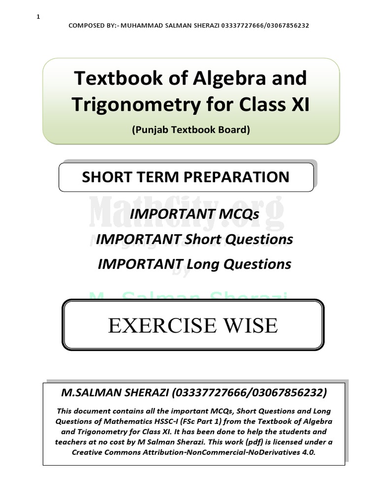 Short Term Preparation FSC 1 PTB Salman Sherazi PDF | PDF | Matrix ...