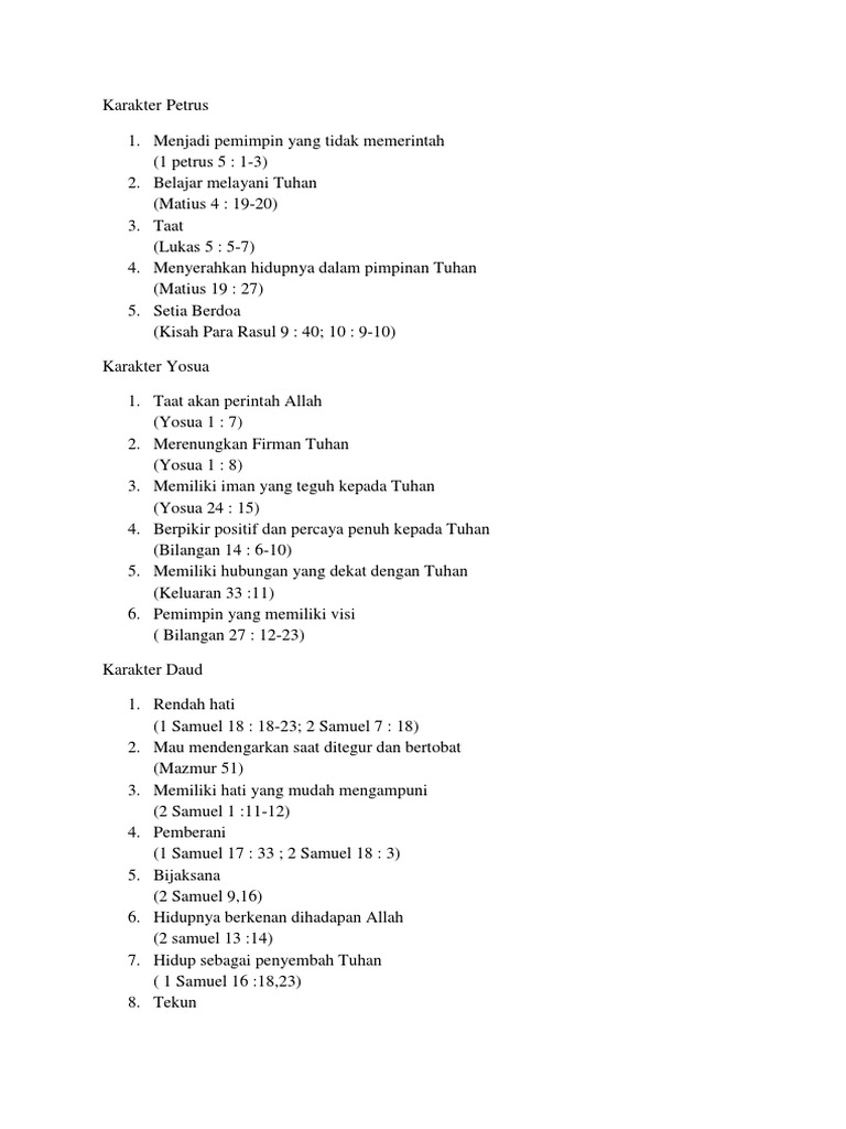 Karakter Tokoh Alkitab | PDF