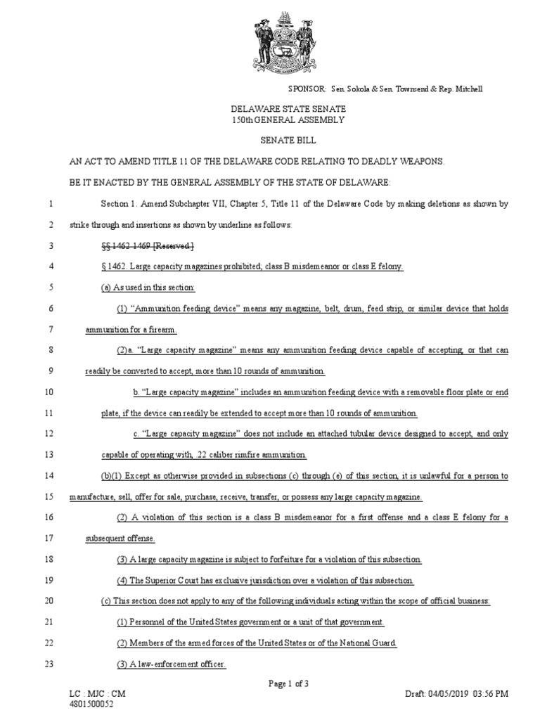 SB Re Large Capacity Magazine | PDF | Magazine (Firearms) | Federal ...