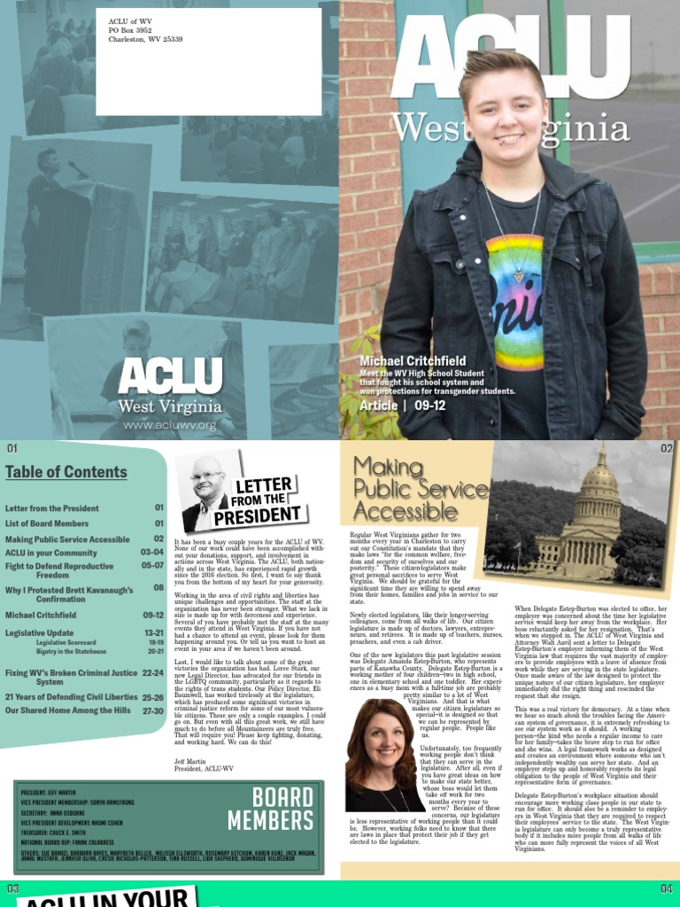 2019 ACLU-WV Magazine | PDF | Political Campaigns | West Virginia