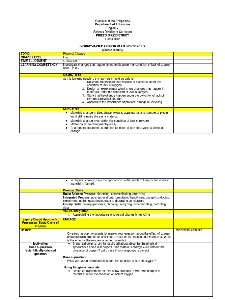 Investigating Physical Changes Through Guided Inquiry | PDF | Inquiry ...
