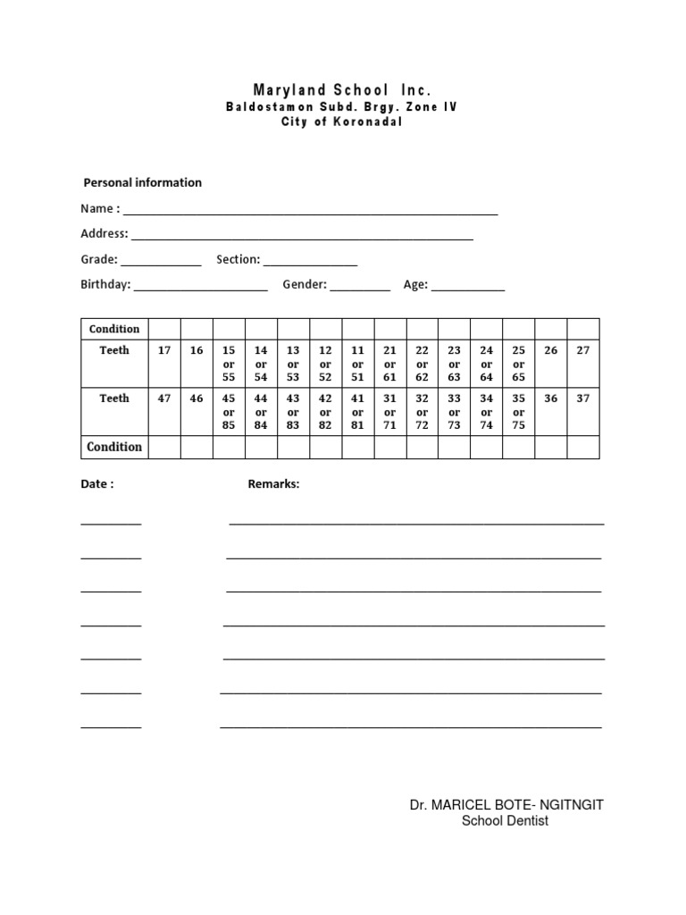 Oral Examination Chart-1 | PDF