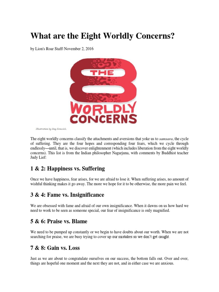 Understanding the Eight Worldly Concerns | PDF | Self-Improvement