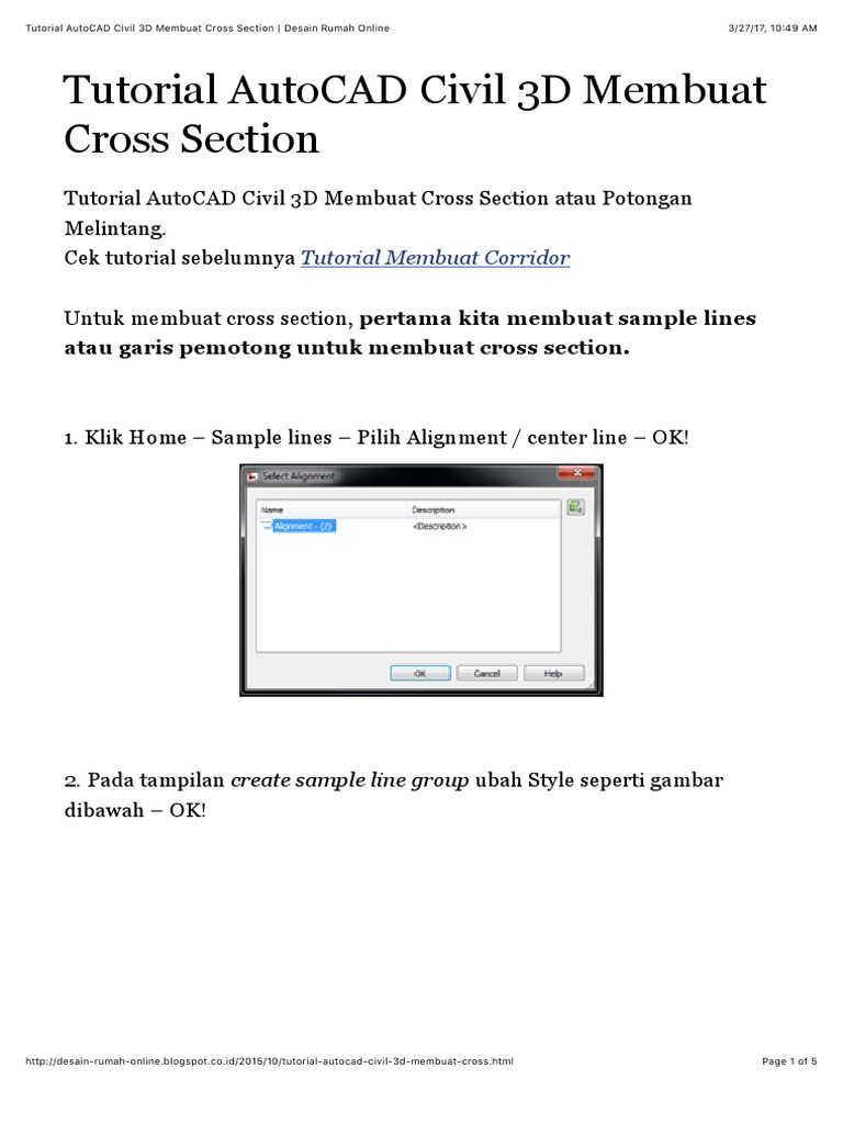 Tutorial AutoCAD Civil 3D Membuat Cross Section | PDF