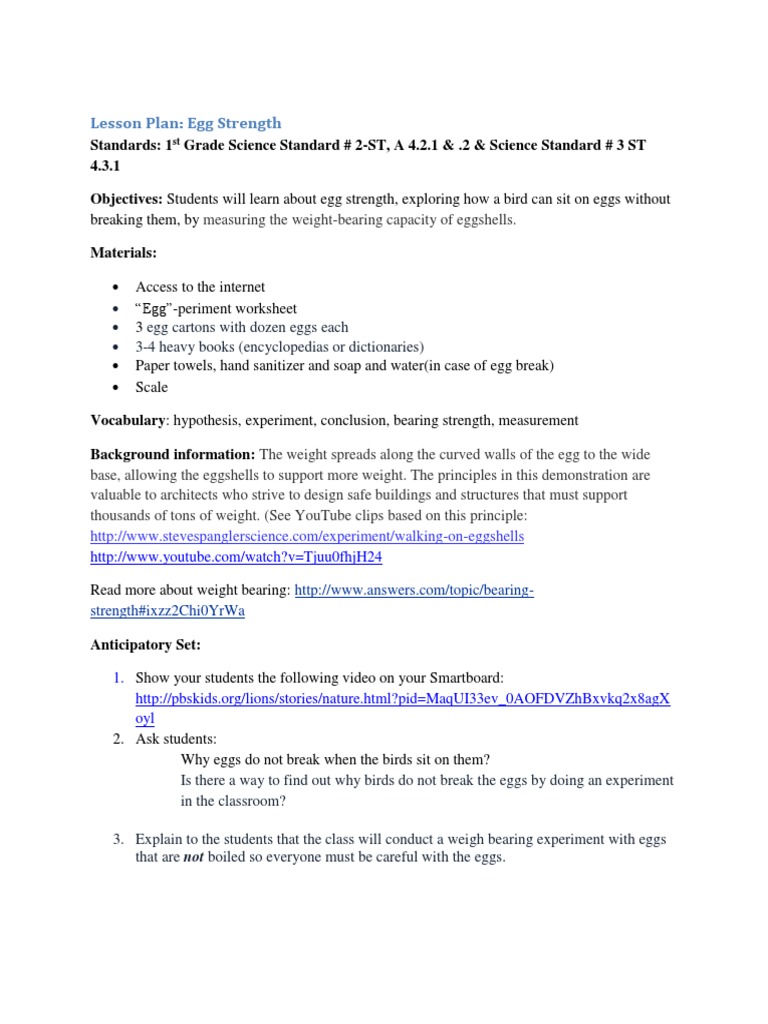 Lesson Plan: Egg Strength: Strength#Ixzz2Chi0Yrwa | PDF | Experiment ...