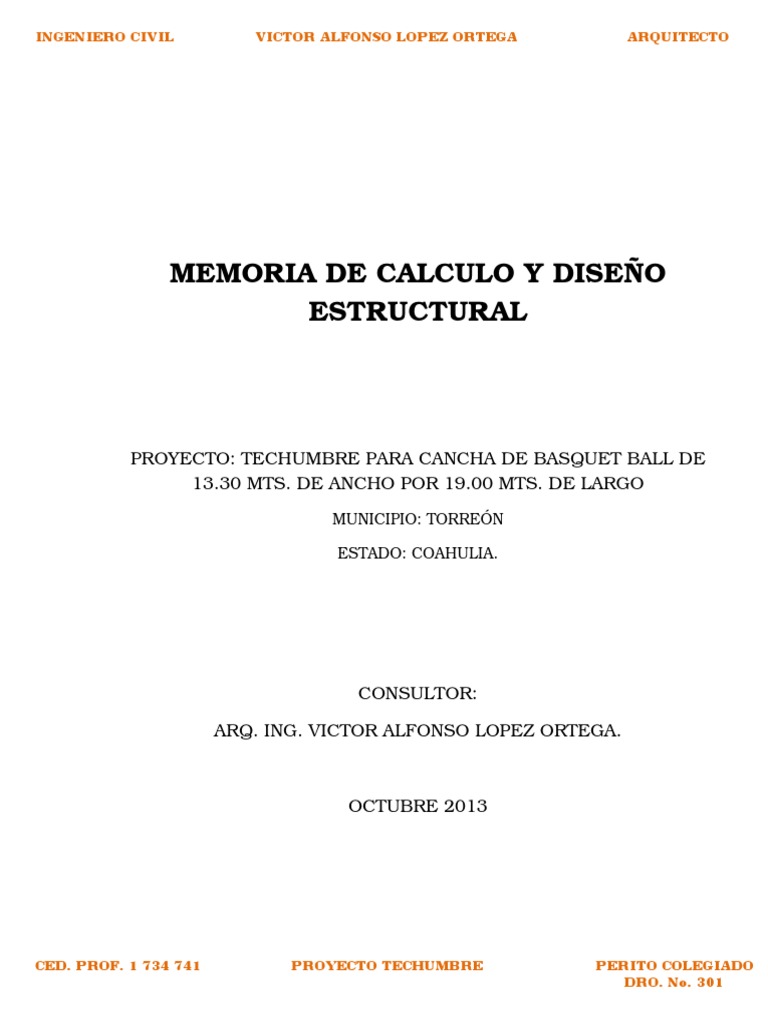 Memoria de Cálculo: Techumbre Cancha | PDF | Fundación (Ingeniería) | Hormigón