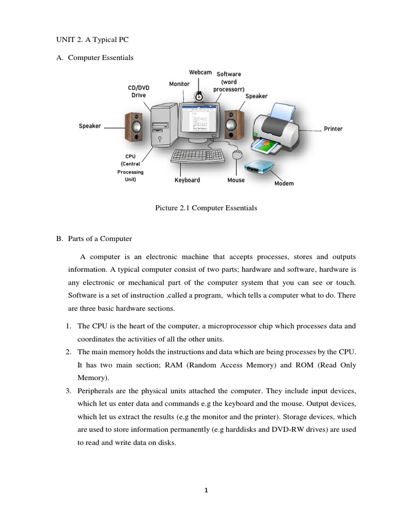 UNIT 2 A Typical PC | PDF | Computer Hardware | Personal Computers