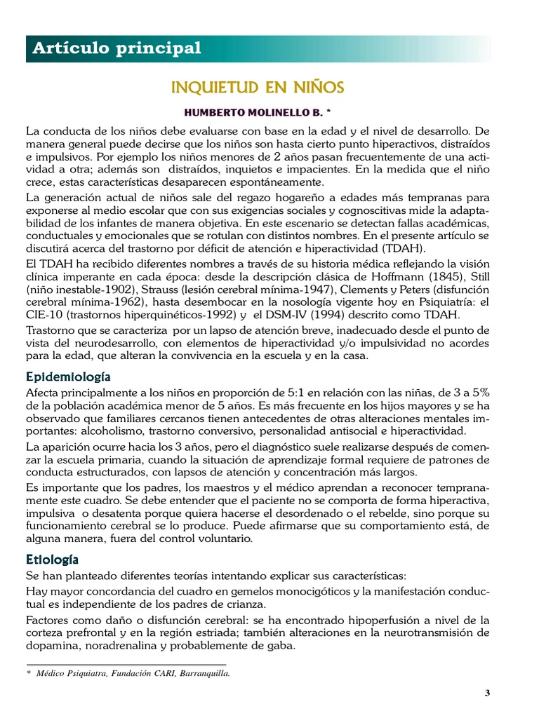 Inquietud y TDAH en Niños | PDF | Desorden hiperactivo y deficit de ...