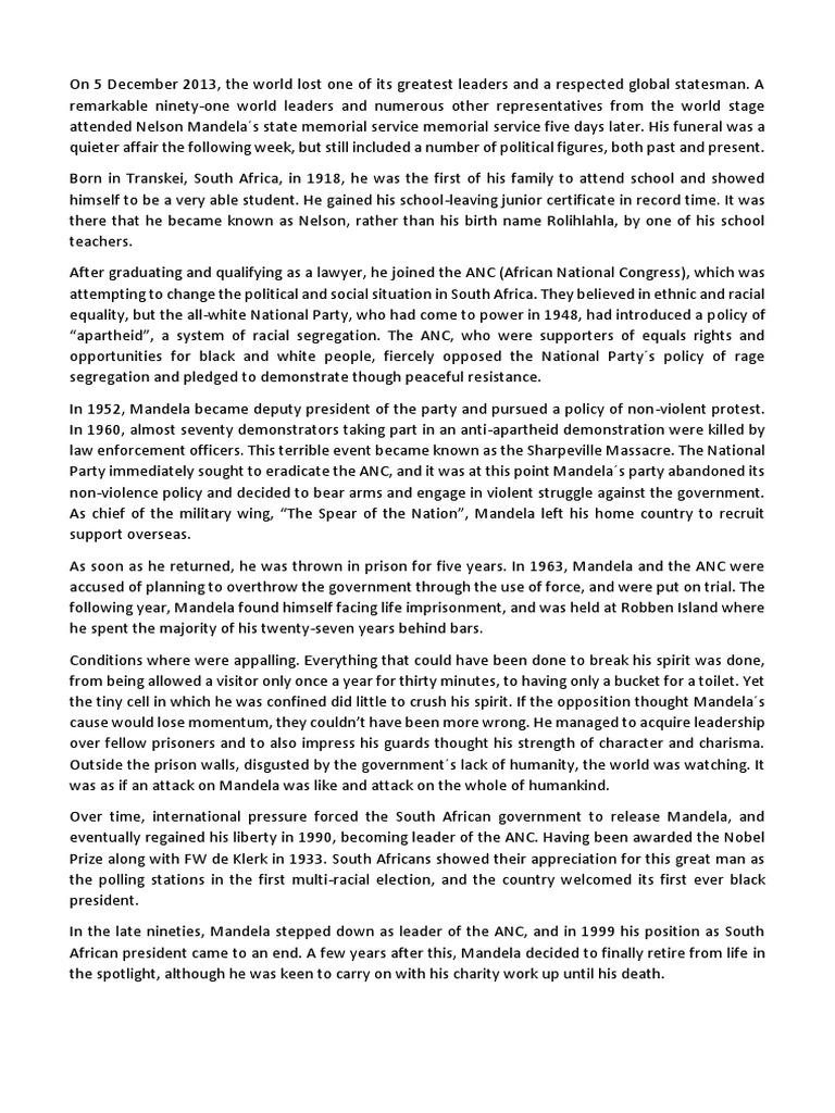 Nelson Mandela | PDF | Nelson Mandela | Apartheid