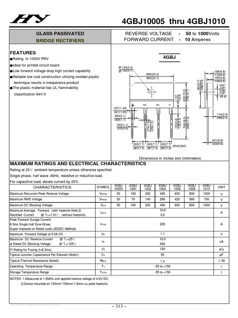 Datasheet Hy Dioda Bright | PDF | Capacitor | Rectifier