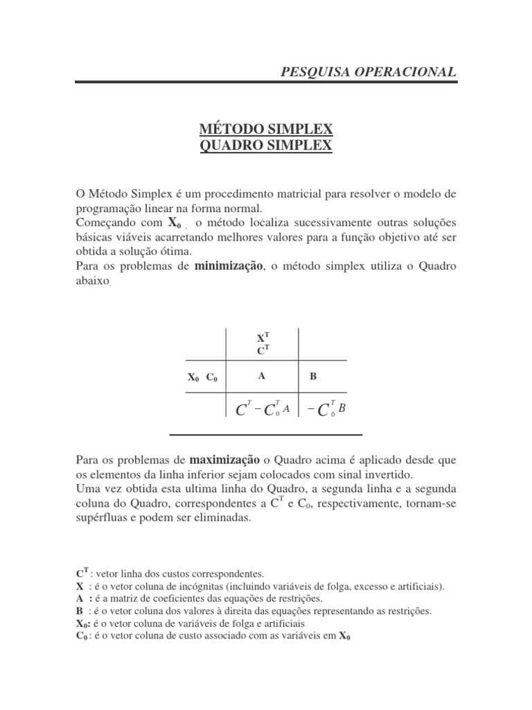 Metodo Simplex | PDF | Matriz (Matemática) | Análise