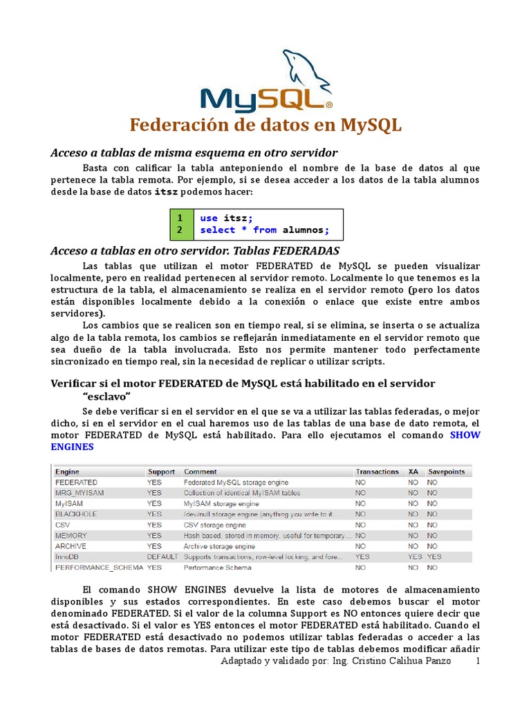 FEDERACION | PDF | Servidor (Computación) | Mi sql