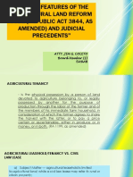 RA 3844 Agrarian Law | PDF | Lease | Leasehold Estate